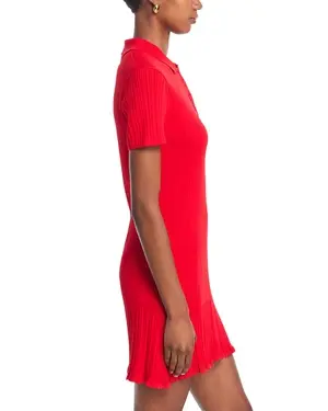 French Connection Collared Henley Mini Dress - Mars Red