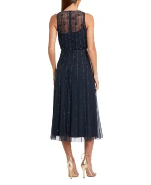 Mac Duggal Embellished High Neck A-line Dress - Midnight