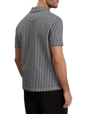 Ted Baker London Matejo Mini Check Open Neck Polo Shirt