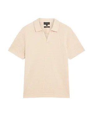 Ted Baker London Matejo Mini Check Open Neck Polo Shirt - Taupe