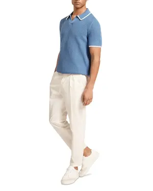 Ted Baker London Sachair Textured Knit Open Neck Polo - Light Blue