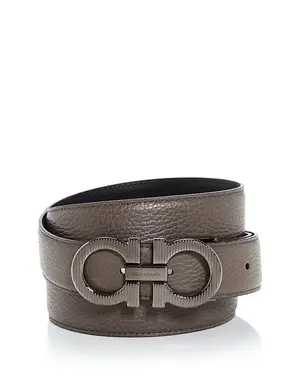 FERRAGAMO Gancini Reversible Leather Belt - Concrete