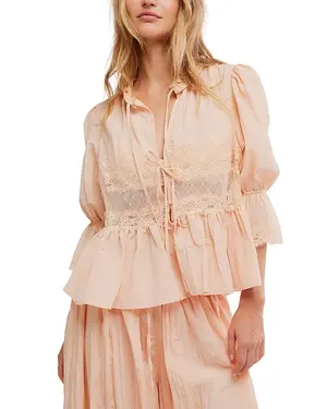 Free People Forever Young Bed Jacket - Peach Pit