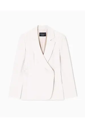 Emporio Armani Icon Blazer In Armure Fabric - White