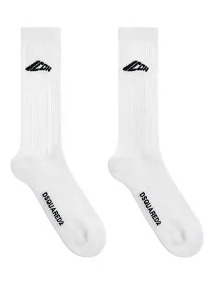 Dsquared2 Ribbed Crew Socks - White