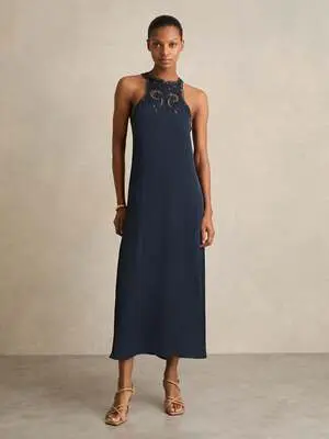 REISS Joy Satin Cut-out Slip Dress