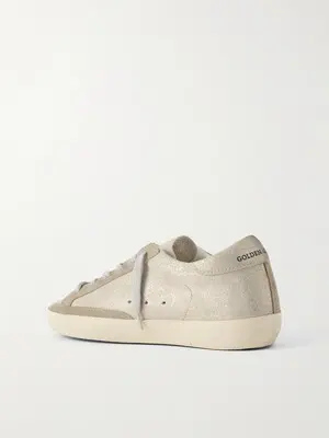GOLDEN GOOSE Super-star Distressed Glittered Suede Sneakers