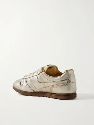 AUTRY Windspin Metallic Leather Sneakers - Silver