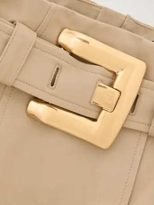 Balmain Belted Cotton-gabardine Mini Skirt