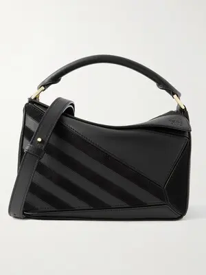 Loewe Puzzle Small Suede-trimmed Leather Shoulder Bag