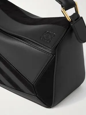 Loewe Puzzle Small Suede-trimmed Leather Shoulder Bag