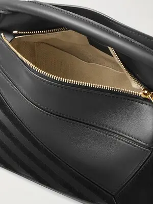 Loewe Puzzle Small Suede-trimmed Leather Shoulder Bag