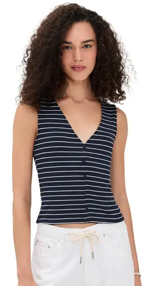 Rag & Bone The Knit Stripe Button Up Tank