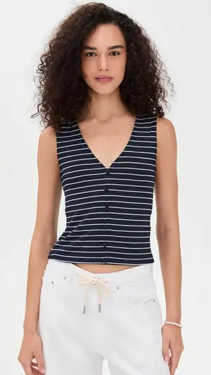 Rag & Bone The Knit Stripe Button Up Tank