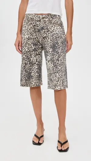 Lioness Leopard Print Denim Jorts