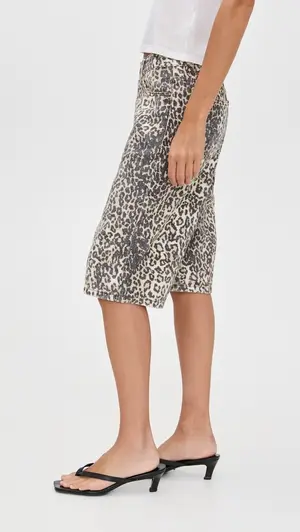 Lioness Leopard Print Denim Jorts