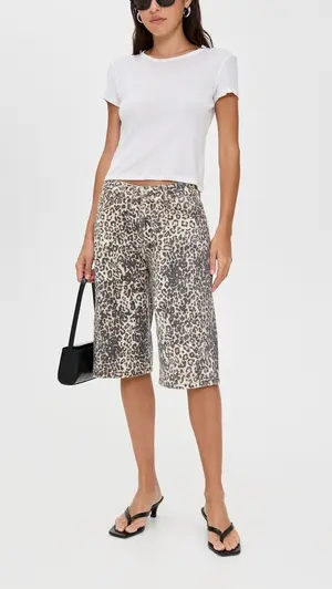 Lioness Leopard Print Denim Jorts