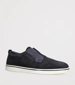 FERRAGAMO Suede Slip-on Sneakers - Navy