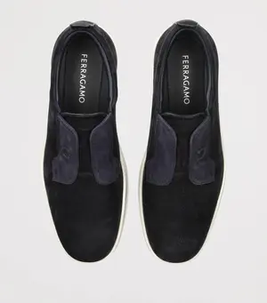 FERRAGAMO Suede Slip-on Sneakers - Navy