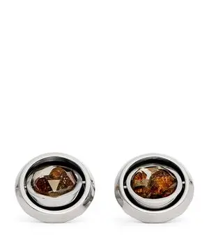 Tateossian Graffiato Stony-iron Meteorite Cufflinks - Brown