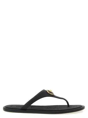 Versace Alia Flat Sandals - Black