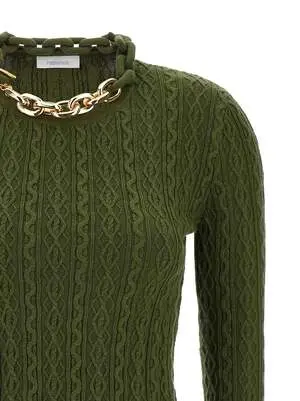 Rabanne Necklace Detail Ribbed Sweater