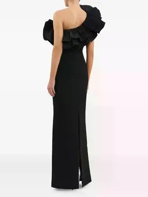 Rebecca Vallance Ella Ruffle-detail One-shoulder Gown - Black