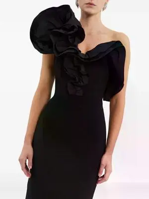 Rebecca Vallance Ella Ruffle-detail One-shoulder Gown - Black