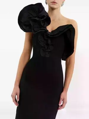 Rebecca Vallance Ella Ruffle-detail One-shoulder Gown - Black