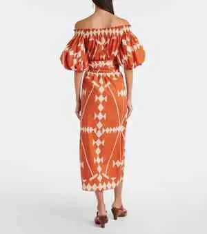 Johanna Ortiz Printed Cotton Poplin Midi Dress