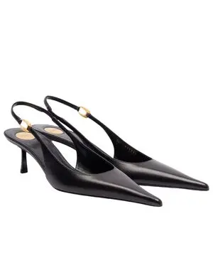 Saint Laurent Vendome 50 Leather Slingback Pumps - Black