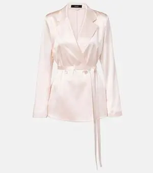 JOSEPH Joubert Silk Satin Blazer - Blue