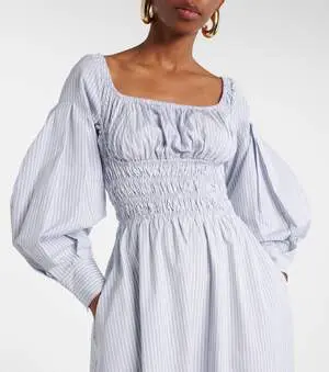 Altuzarra Josie Striped Cotton Midi Dress - Blue