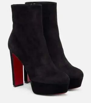 CHRISTIAN LOUBOUTIN Loo Booty 130 Suede Ankle Boots - Black