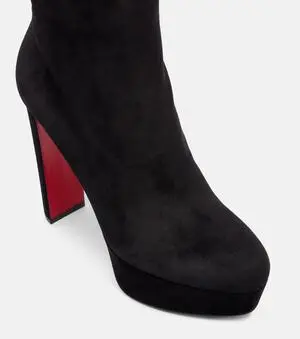 CHRISTIAN LOUBOUTIN Loo Booty 130 Suede Ankle Boots - Black