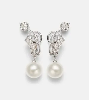 Yeprem 18kt White Gold Earrings With Diamonds And Pearls - Silver