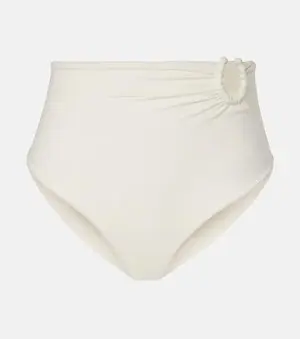Johanna Ortiz Taita Gathered Bikini Bottoms - White