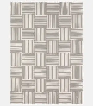 Loro Piana Intarsia Striped Wool And Cashmere Throw - Beige