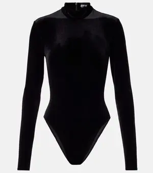 David Koma Velvet Bodysuit - Black