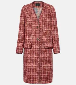 Etro Checked Cotton And Wool-blend Coat - Red