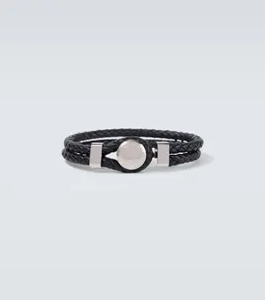 TOM FORD Logo Braided Leather Bracelet - Black