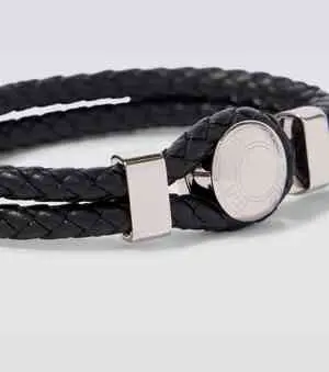 TOM FORD Logo Braided Leather Bracelet