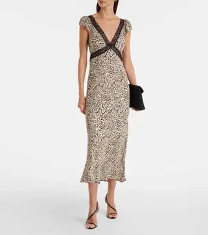 Rixo Iggy Embroidered Midi Dress