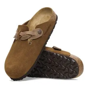 BIRKENSTOCK Boston Braided Suede Leather Clogs - Mink
