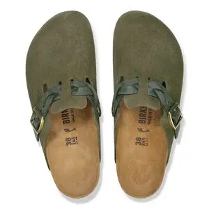 BIRKENSTOCK Boston Braided Suede Leather Clogs - Thyme