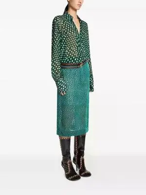 Dries Van Noten Devoré Spot-pattern Midi Skirt