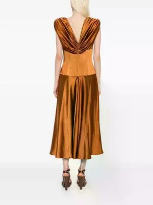 Amsale Draped Satin Midi Dress
