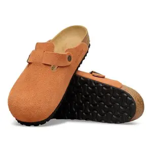 BIRKENSTOCK Boston Suede Clog - Dark Rust