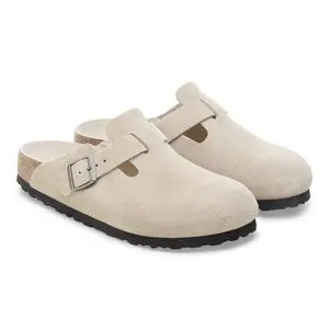 BIRKENSTOCK Boston Soft Footbed Suede Leather Clogs - Oyster Tonal