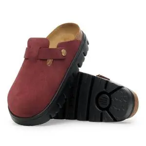 BIRKENSTOCK Boston Chunky Suede Clogs - Zinfandel